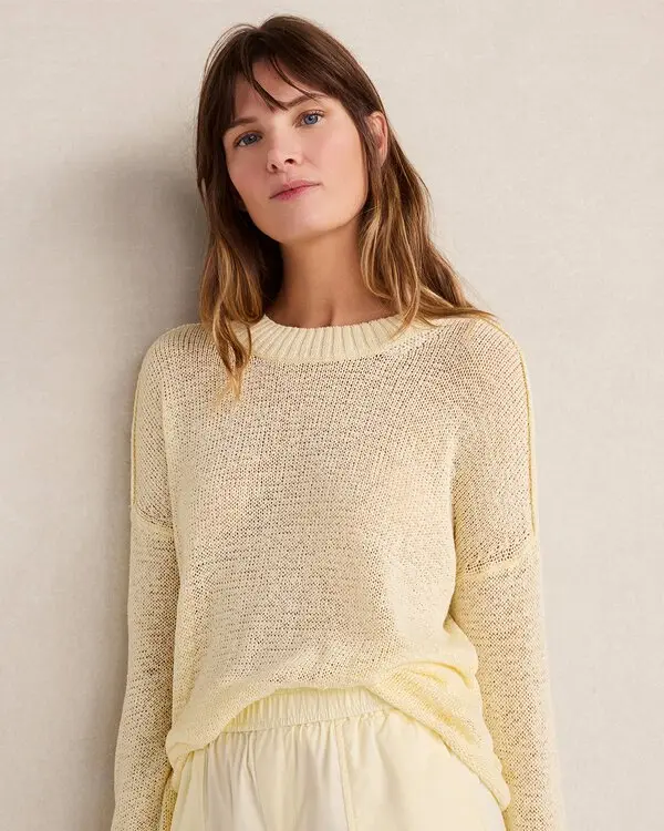 HAVEN WELL WITHIN Linen Tape Yarn Crewneck Sweater - Straw