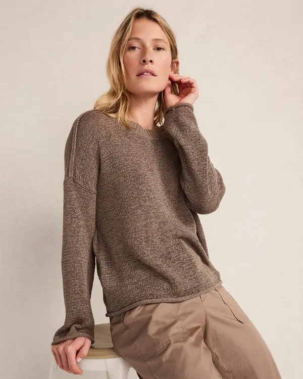 HAVEN WELL WITHIN Linen Tape Yarn Crewneck Sweater - Straw