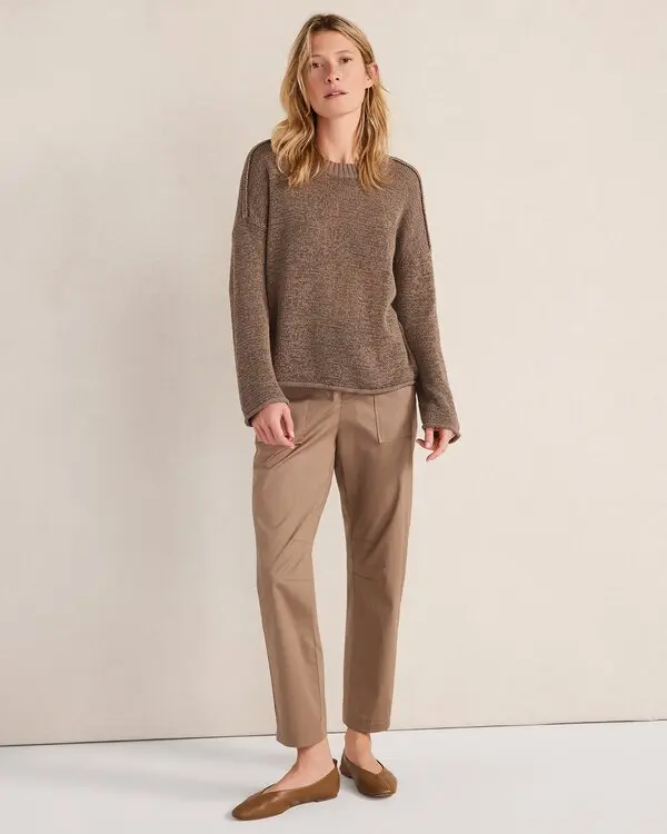 HAVEN WELL WITHIN Linen Tape Yarn Crewneck Sweater - Sugar Chestnut