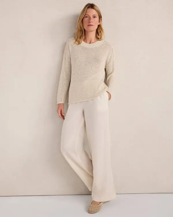 HAVEN WELL WITHIN Linen Tape Yarn Crewneck Sweater - Sugar Chestnut