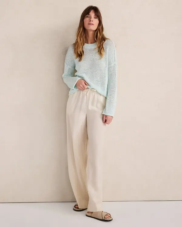 HAVEN WELL WITHIN Linen Tape Yarn Crewneck Sweater - Sugar Chestnut