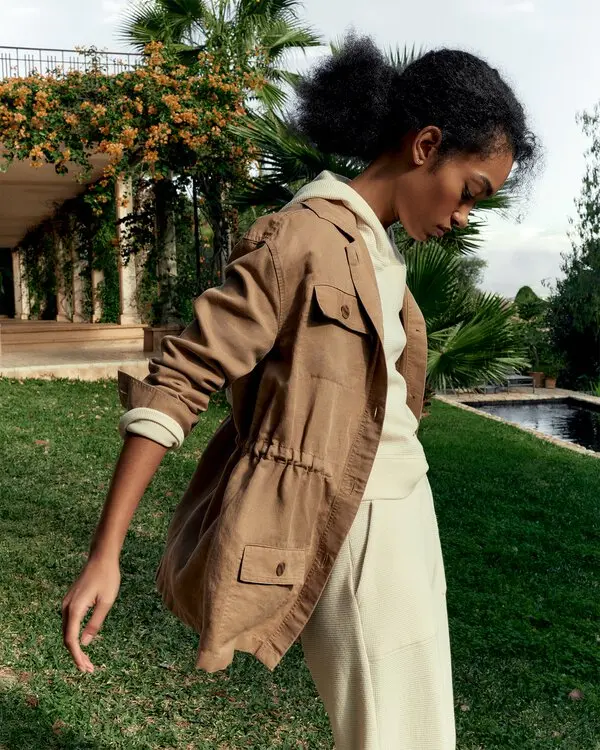HAVEN WELL WITHIN Linen Blend Dobby Jacket With Button Flap Pockets