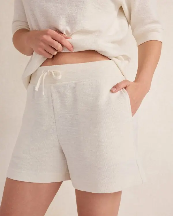 HAVEN WELL WITHIN Organic Cotton Blend Jacquard Shorts - Ivory