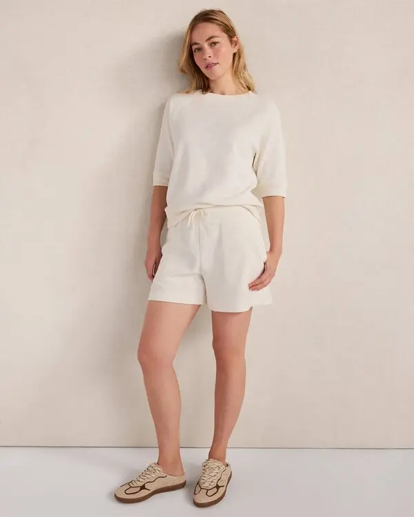 HAVEN WELL WITHIN Organic Cotton Blend Jacquard Shorts - Ivory