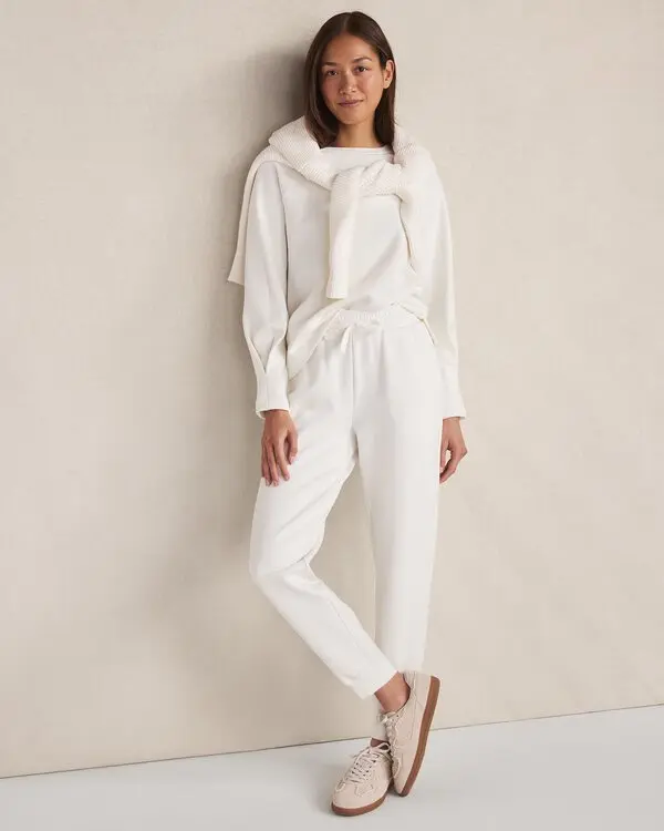 HAVEN WELL WITHIN Soft-brushed Fleece Pleated Crewneck