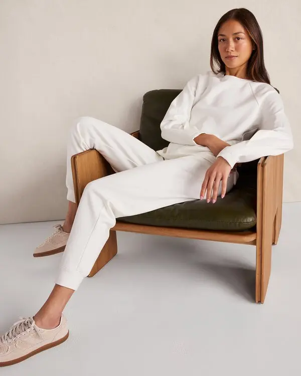 HAVEN WELL WITHIN Soft-brushed Fleece Pleated Crewneck