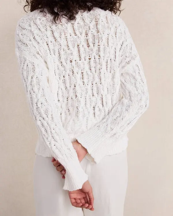 HAVEN WELL WITHIN Slubby Cotton Linen V-neck Sweater - Straw