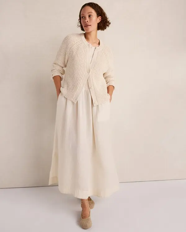 HAVEN WELL WITHIN Cotton Tape Yarn V-neck Cardigan - Muslin