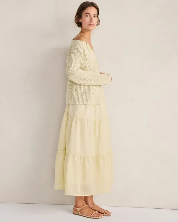 HAVEN WELL WITHIN Cotton Tape Yarn V-neck Cardigan - Muslin