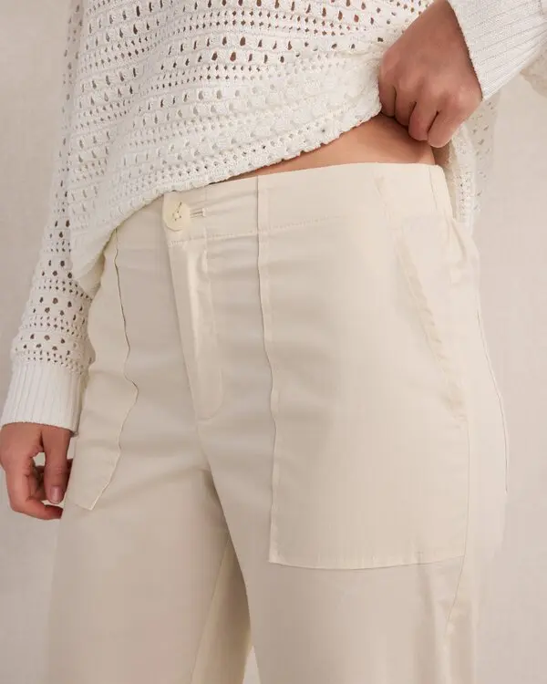 HAVEN WELL WITHIN Organic Cotton Twill Slim Barrel Leg Pants - Sugar Chestnut