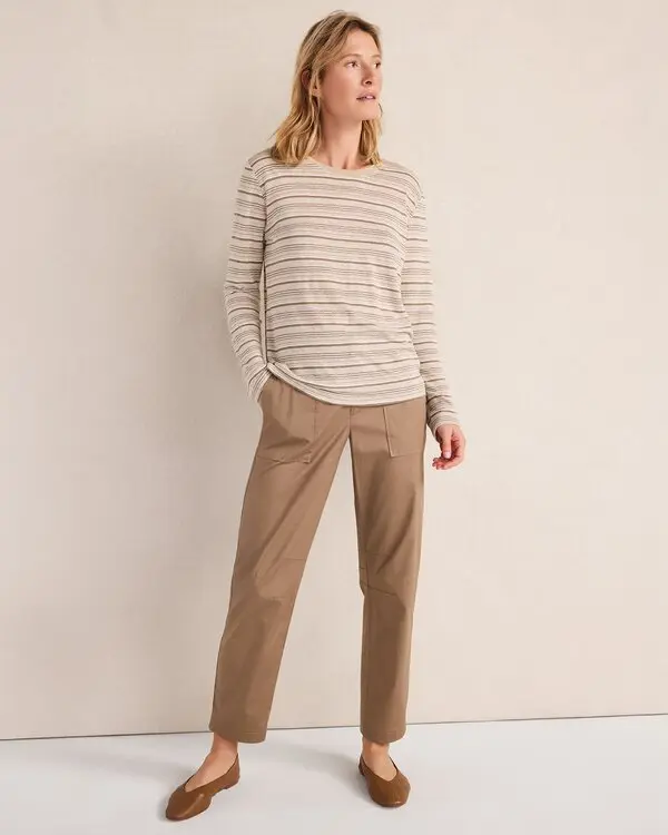 HAVEN WELL WITHIN Organic Cotton Twill Slim Barrel Leg Pants - Sugar Chestnut