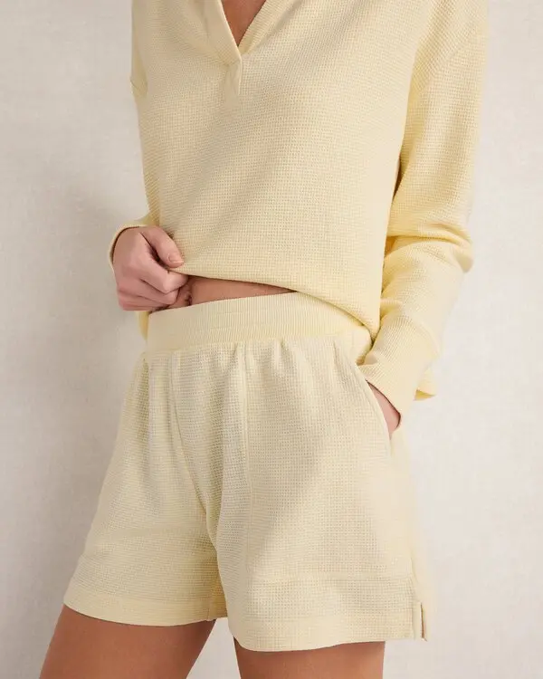 HAVEN WELL WITHIN Organic Cotton Waffle Shorts - Garment Dye Corn Stalk