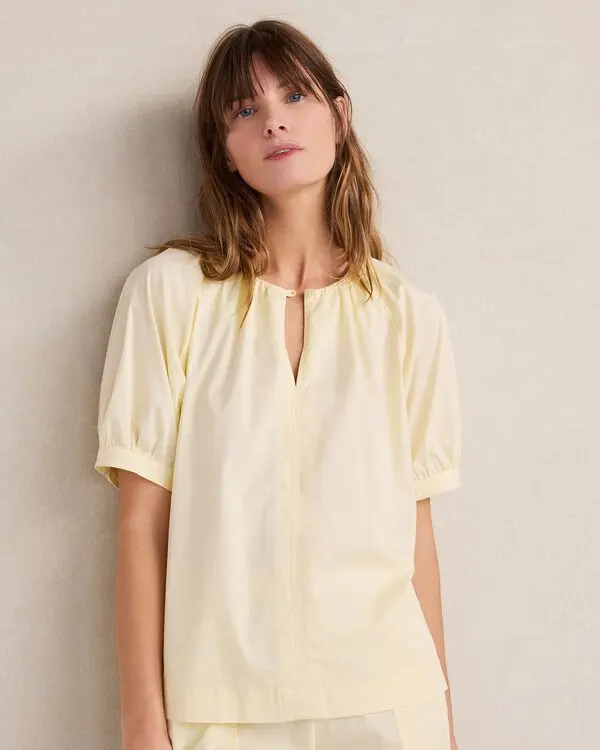 HAVEN WELL WITHIN Organic Cotton Twill Split Neck Top