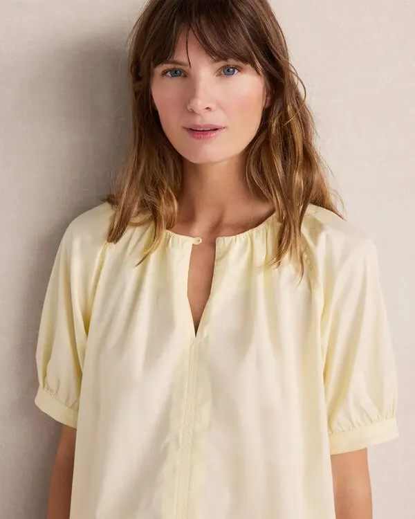 HAVEN WELL WITHIN Organic Cotton Twill Split Neck Top