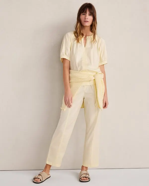 HAVEN WELL WITHIN Organic Cotton Twill Split Neck Top
