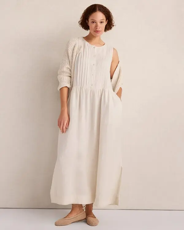 HAVEN WELL WITHIN Linen Pintuck Midi Dress