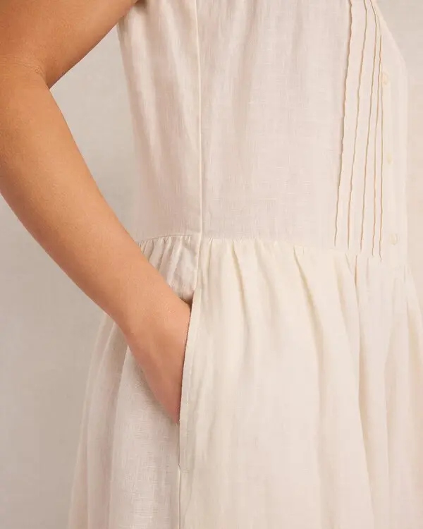 HAVEN WELL WITHIN Linen Pintuck Midi Dress