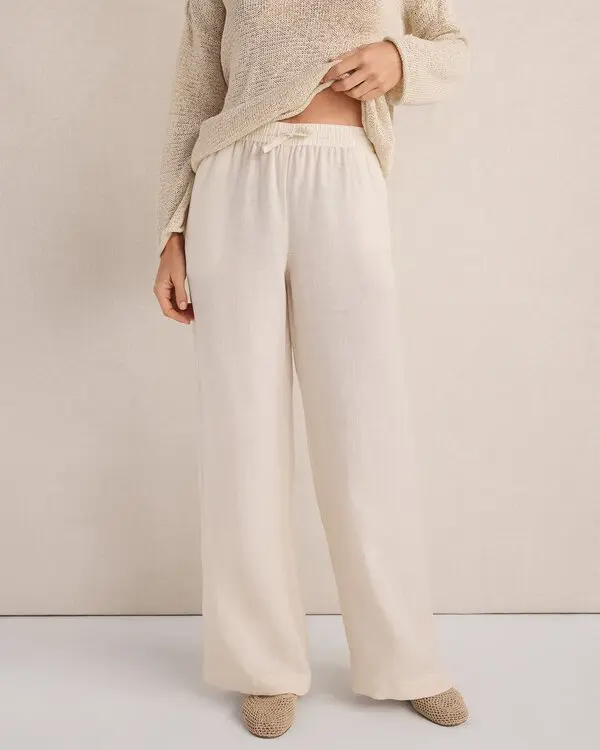 HAVEN WELL WITHIN Linen Wide Leg Pants - Sandstone
