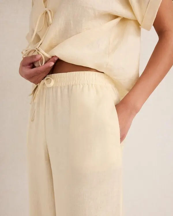 HAVEN WELL WITHIN Linen Wide Leg Pants - Sandstone