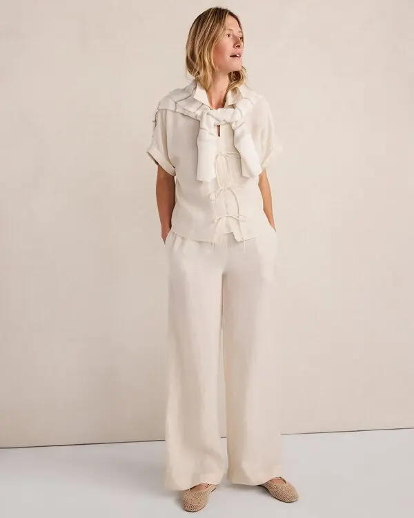 HAVEN WELL WITHIN Linen Wide Leg Pants - Sandstone