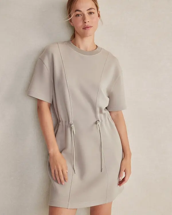 Varley Maple Dress With Crewneck And Drawstring Waist