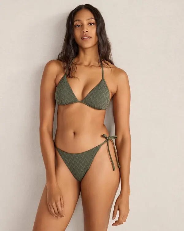 HAVEN WELL WITHIN Chevron Crochet String Bikini Bottoms - Olive