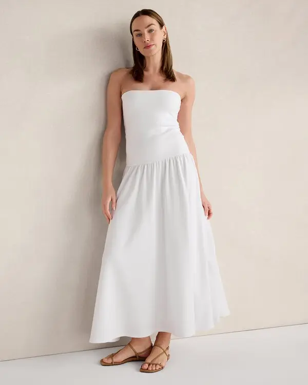 HAVEN WELL WITHIN Organic Cotton Modal Strapless Maxi Dress - White