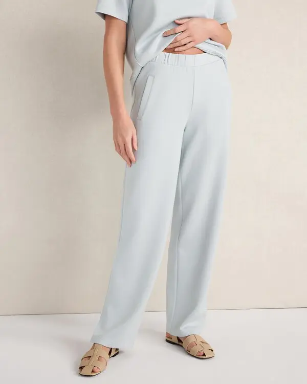 HAVEN WELL WITHIN Soft Knit Relaxed Barrel Leg Pants - Ice Blue