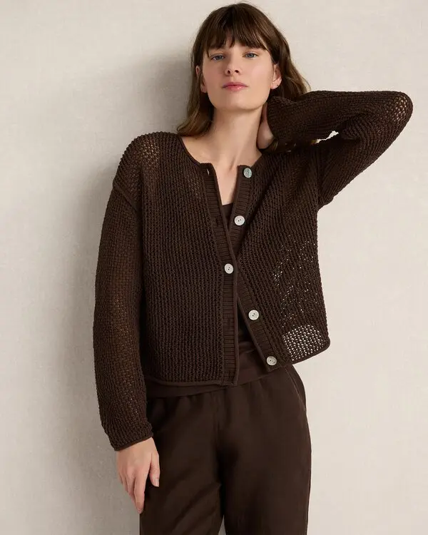 HAVEN WELL WITHIN Cotton Blend Open Stitch Cardigan