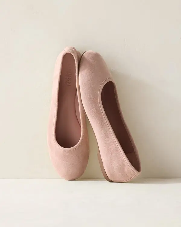 HAVEN WELL WITHIN Suede Round Toe Ballet Flats - Deep Cypress