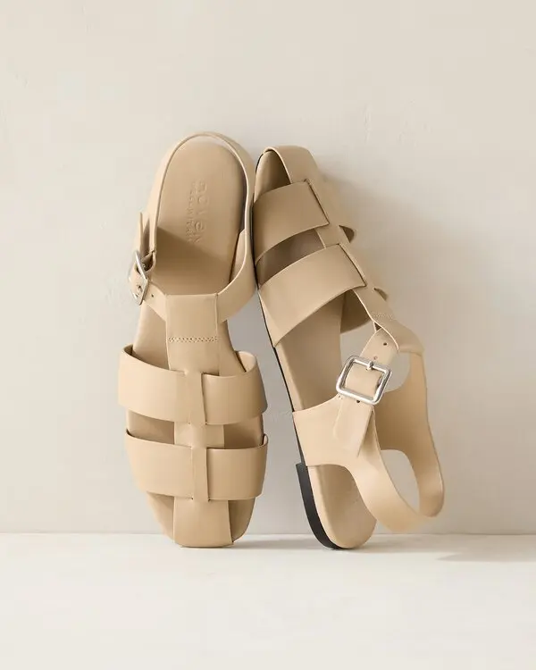 HAVEN WELL WITHIN Woven Leather Fisherman Sandals - Willow Bark
