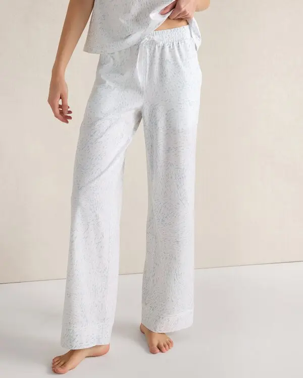 HAVEN WELL WITHIN Organic Cotton Jersey Rippled Sand Pajama Pants - Sand White,salt Water