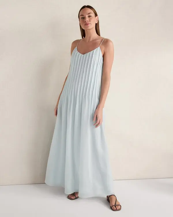 HAVEN WELL WITHIN Ramie Blend Pintuck Maxi Dress