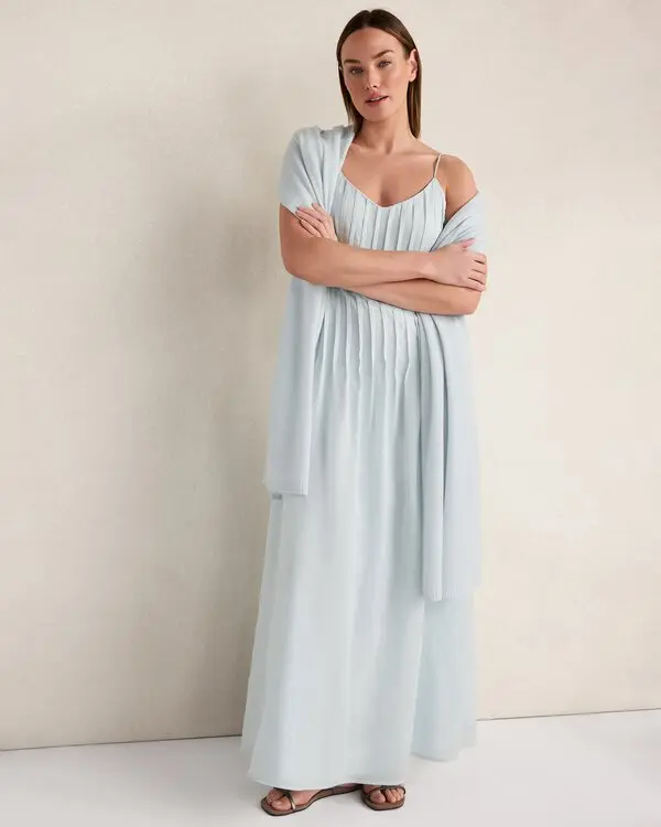 HAVEN WELL WITHIN Ramie Blend Pintuck Maxi Dress