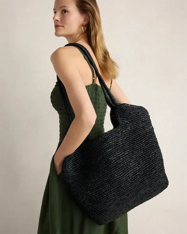 HAVEN WELL WITHIN Raffia Tote Bag - Black