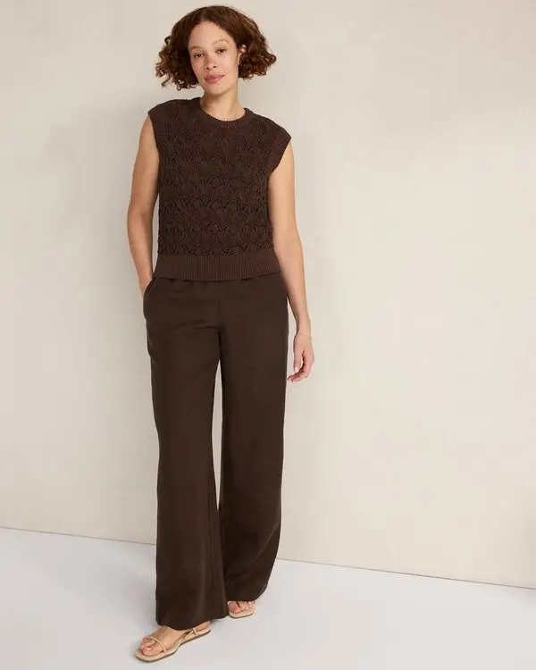 HAVEN WELL WITHIN Organic Cotton Chain Pointelle Sweater Vest - Coffee Bean