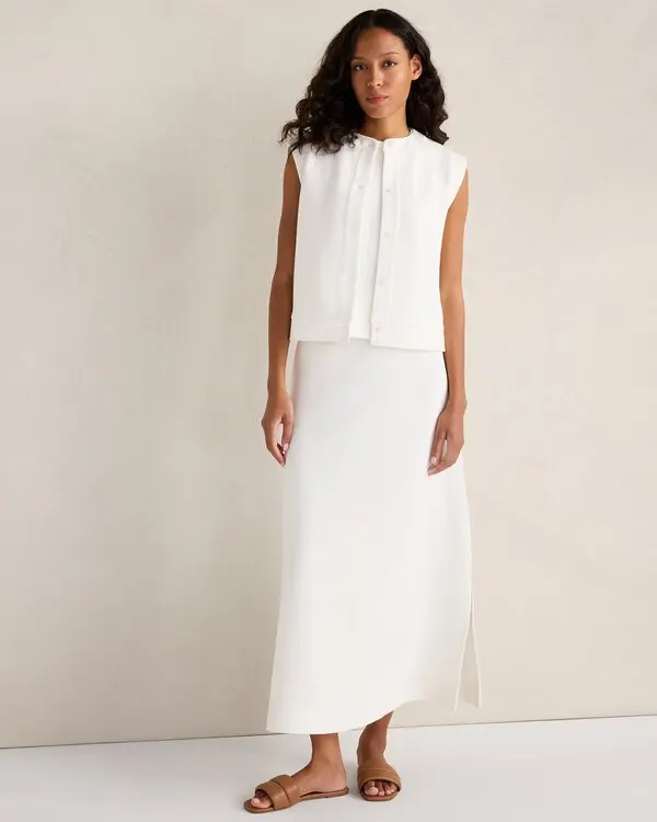 HAVEN WELL WITHIN Cotton Blend Textured Midi Skirt - Ivory