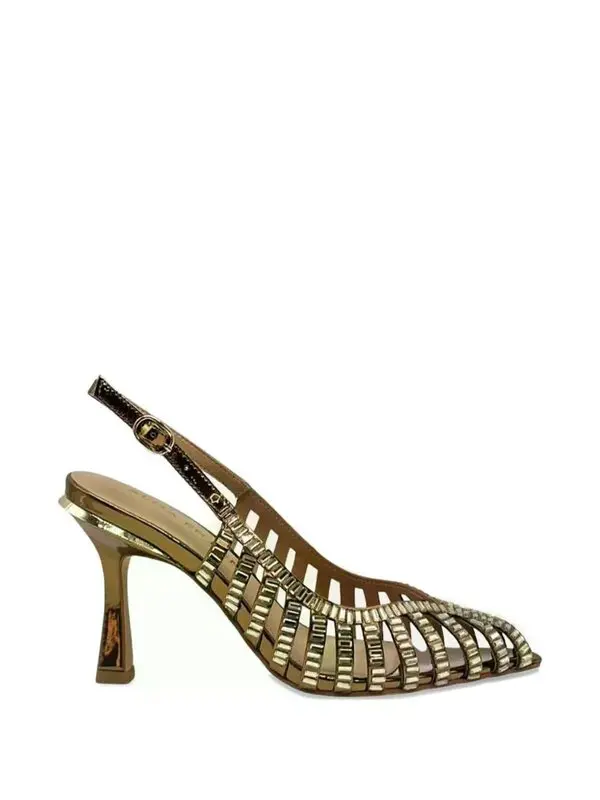 ALMA EN PENA Crystal-embellished Metallic Slingback Sandals - Gold