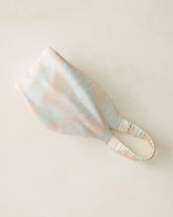 HAVEN WELL WITHIN Washable Silk Printed Puffer Eye Mask - Flapper Floral Sandstone