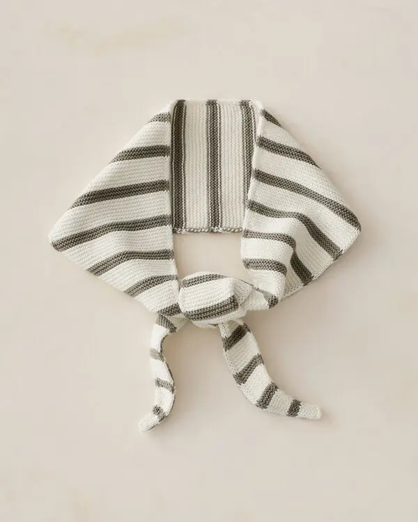 HAVEN WELL WITHIN Organic Cotton Stripe Slim Neckerchief - Ivory,vetiver
