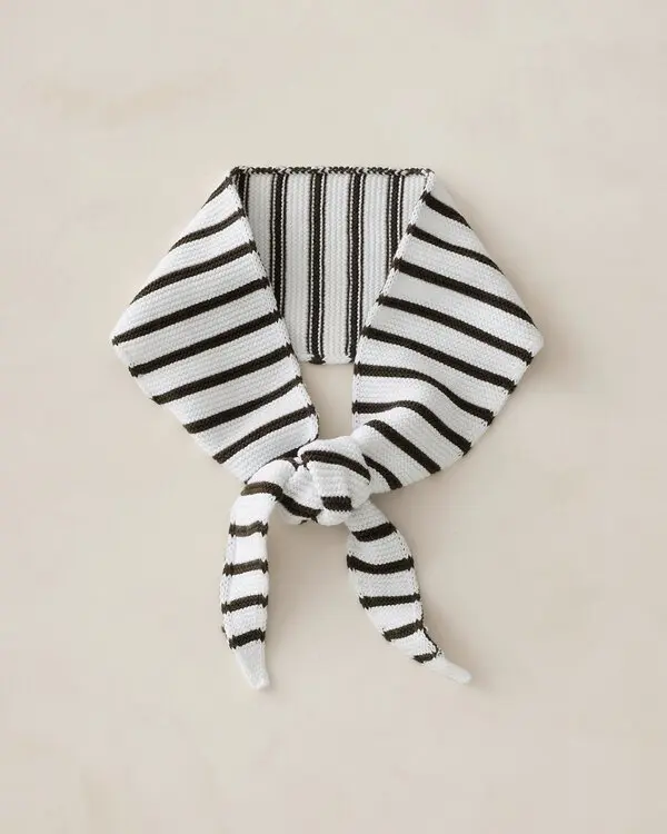 HAVEN WELL WITHIN Cotton Knit Stripe Slim Neckerchief - White,coffee Bean