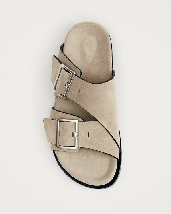 ALOHAS Alba Suede Sandals With Metallic Buckle - Suede Beige