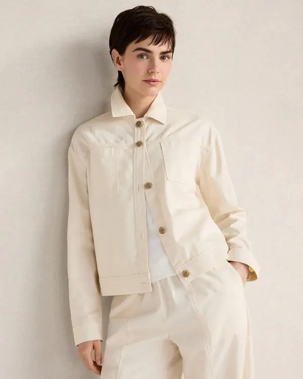 HAVEN WELL WITHIN Cotton Denim Boxy Jacket - Ecru