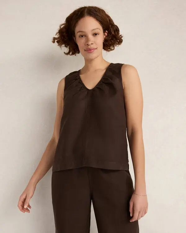 HAVEN WELL WITHIN Linen U-neck Tank Top - Coffee Bean