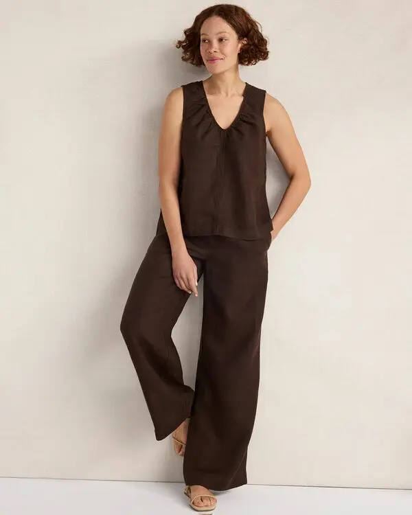 HAVEN WELL WITHIN Linen U-neck Tank Top - Coffee Bean