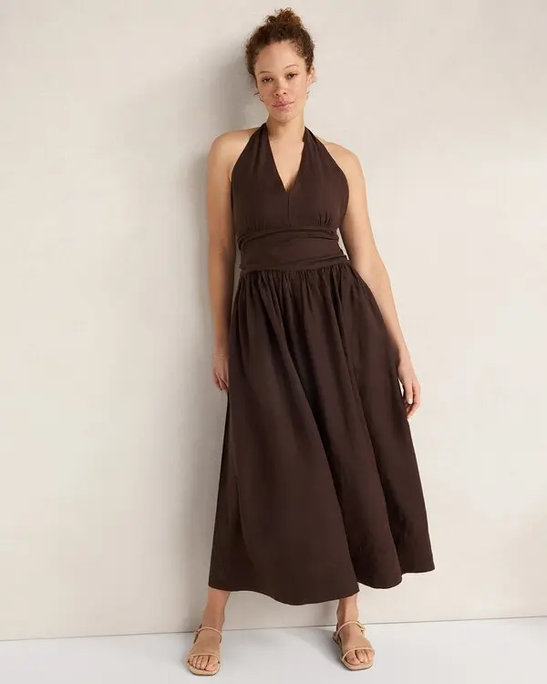 HAVEN WELL WITHIN Linen Halter Maxi Dress