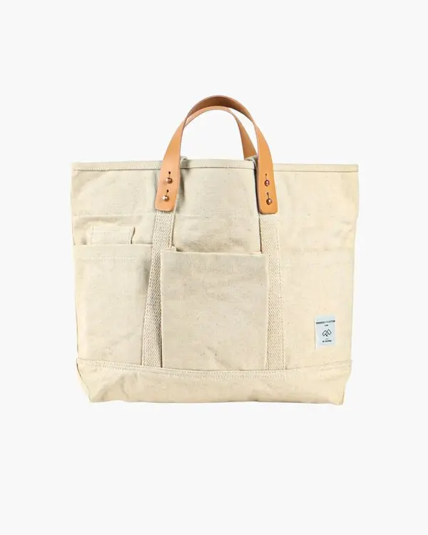 IMMODEST COTTON Construction Tote With Leather Handles