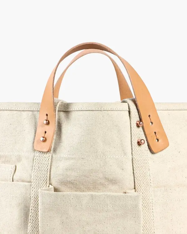 IMMODEST COTTON Construction Tote With Leather Handles