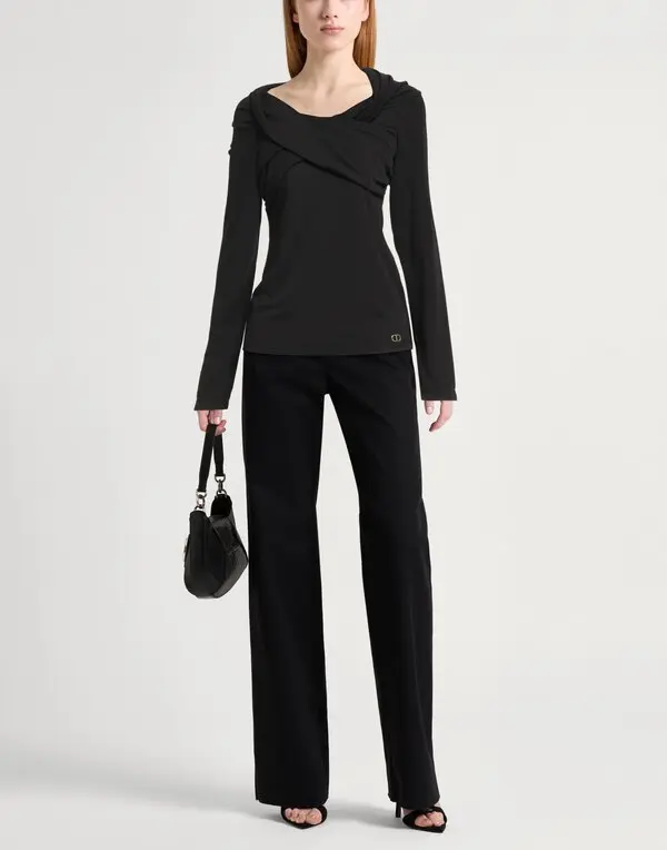 TWINSET Long Sleeve Gathered Crepe Top