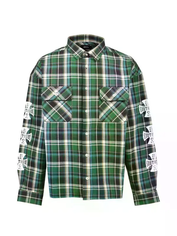 BREATH Tartan-check Graphic-print Shirt - Green